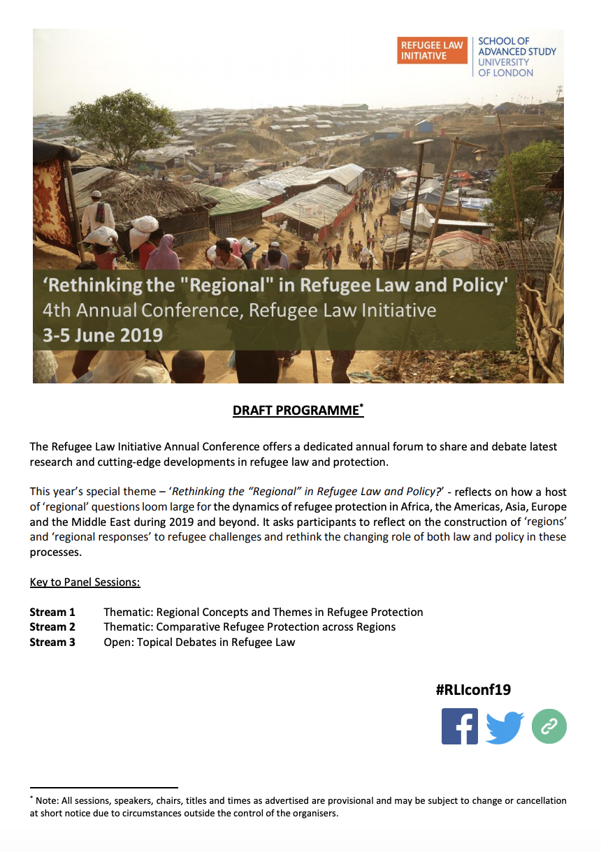 RLI 4th Annual Conference: Rethinking the “Regional” in Refugee Law and ...