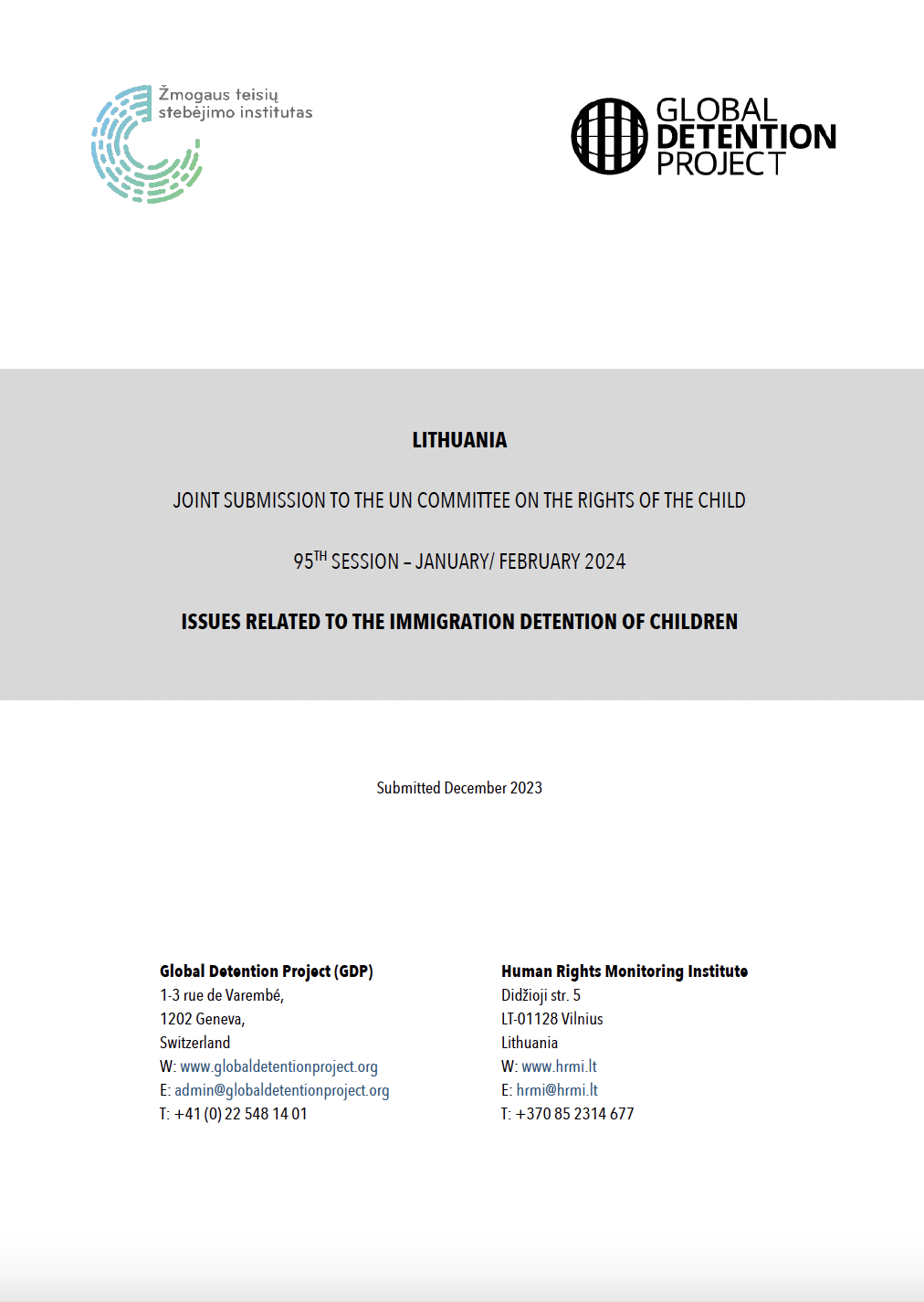 Lithuania: Joint Submission to the UN Committee on the Rights of the Child - Global Detention ...