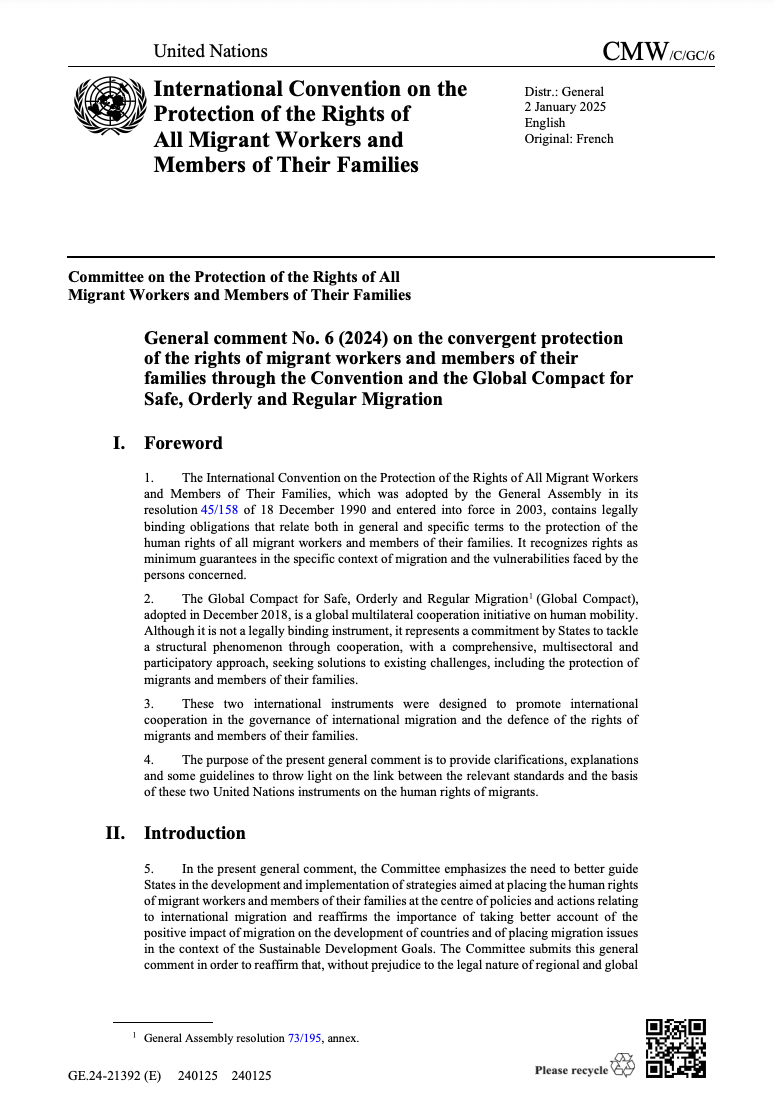 The CMW Reaffirms Key Norms in its General Comment on the Global ...