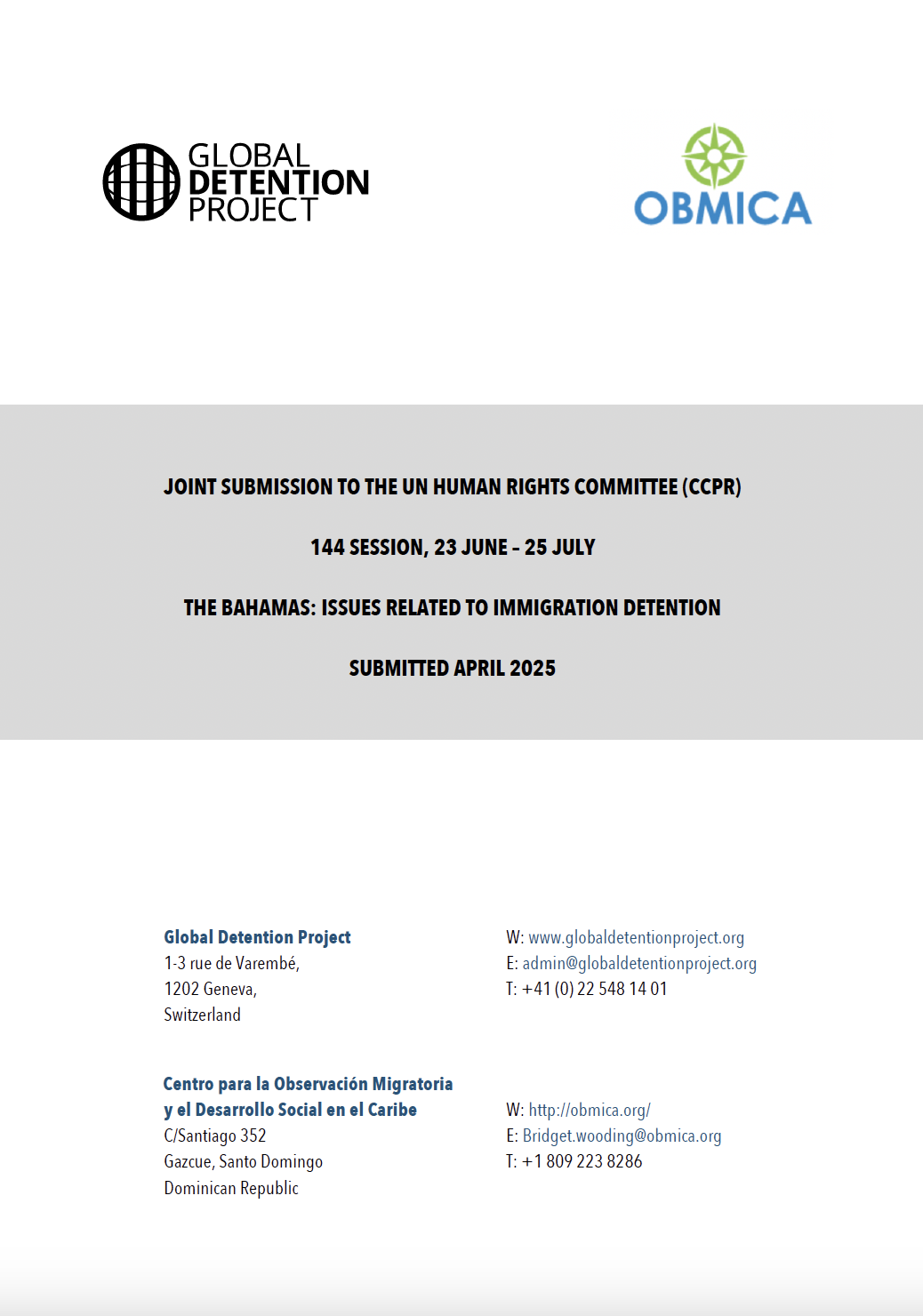 The Bahamas: Submission to the UN Human Rights Committee - Global Detention Project | Mapping ...